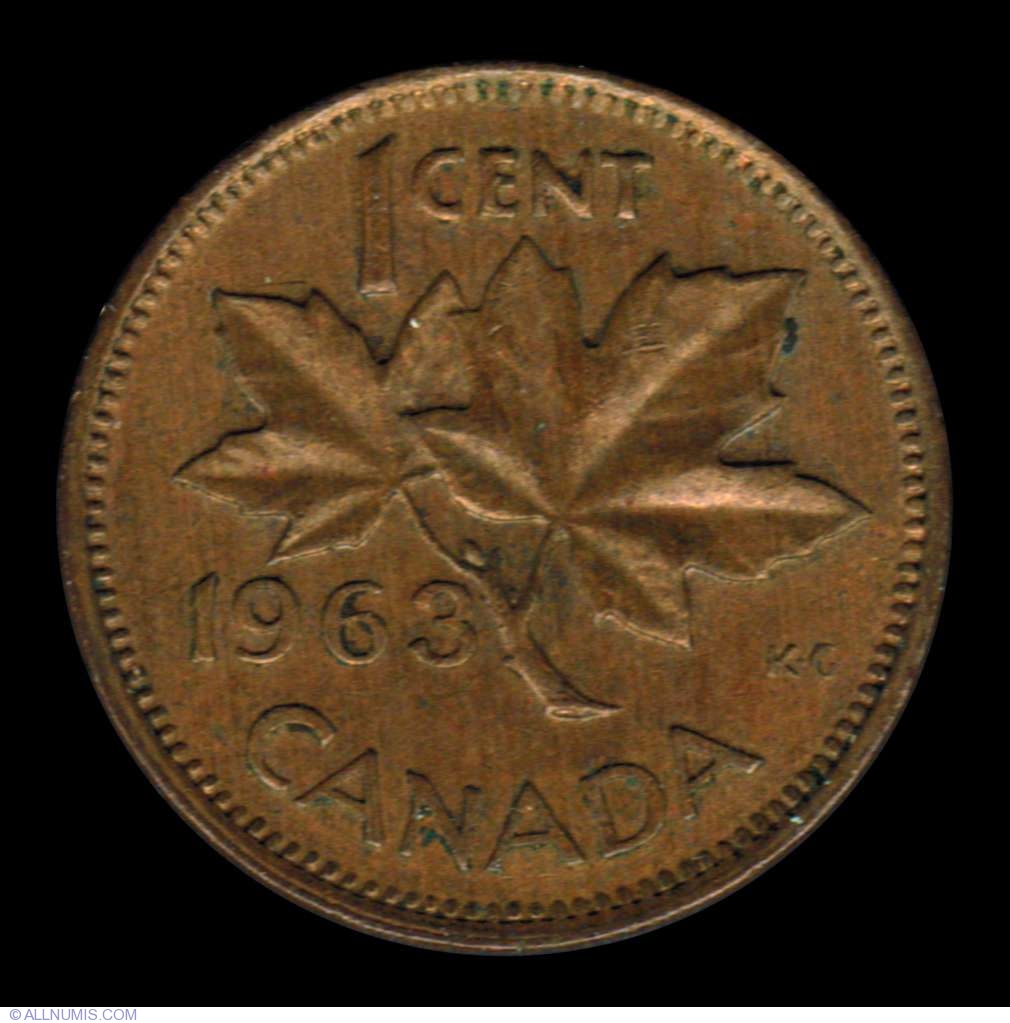 1 Cent 1963 Elizabeth II 1953 present Canada Coin 7356 1 Cent 1963 Elizabeth II 1953 present Canada Coin 7356