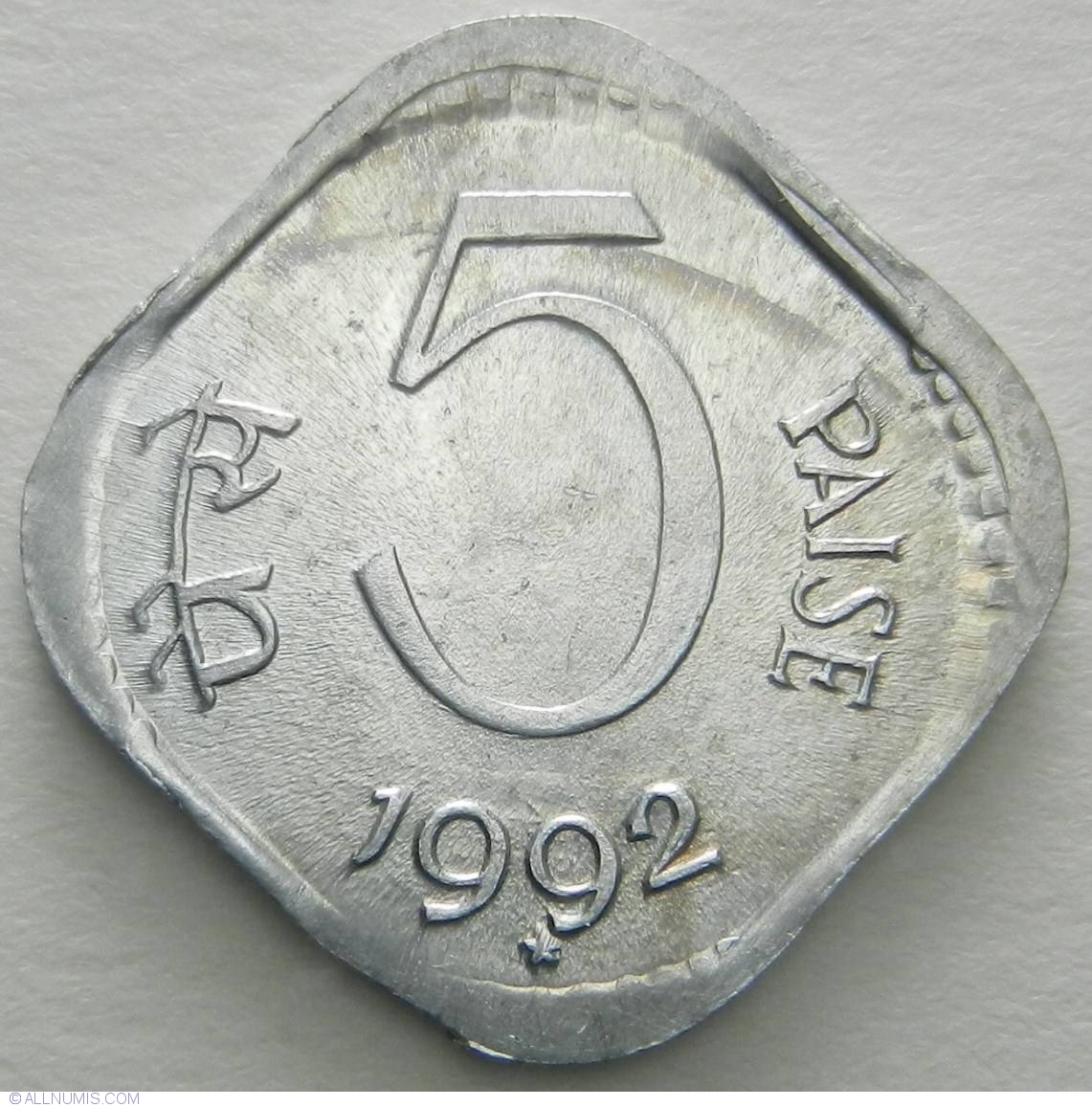 Coin Of 5 Paise 1992 H From India ID 25505