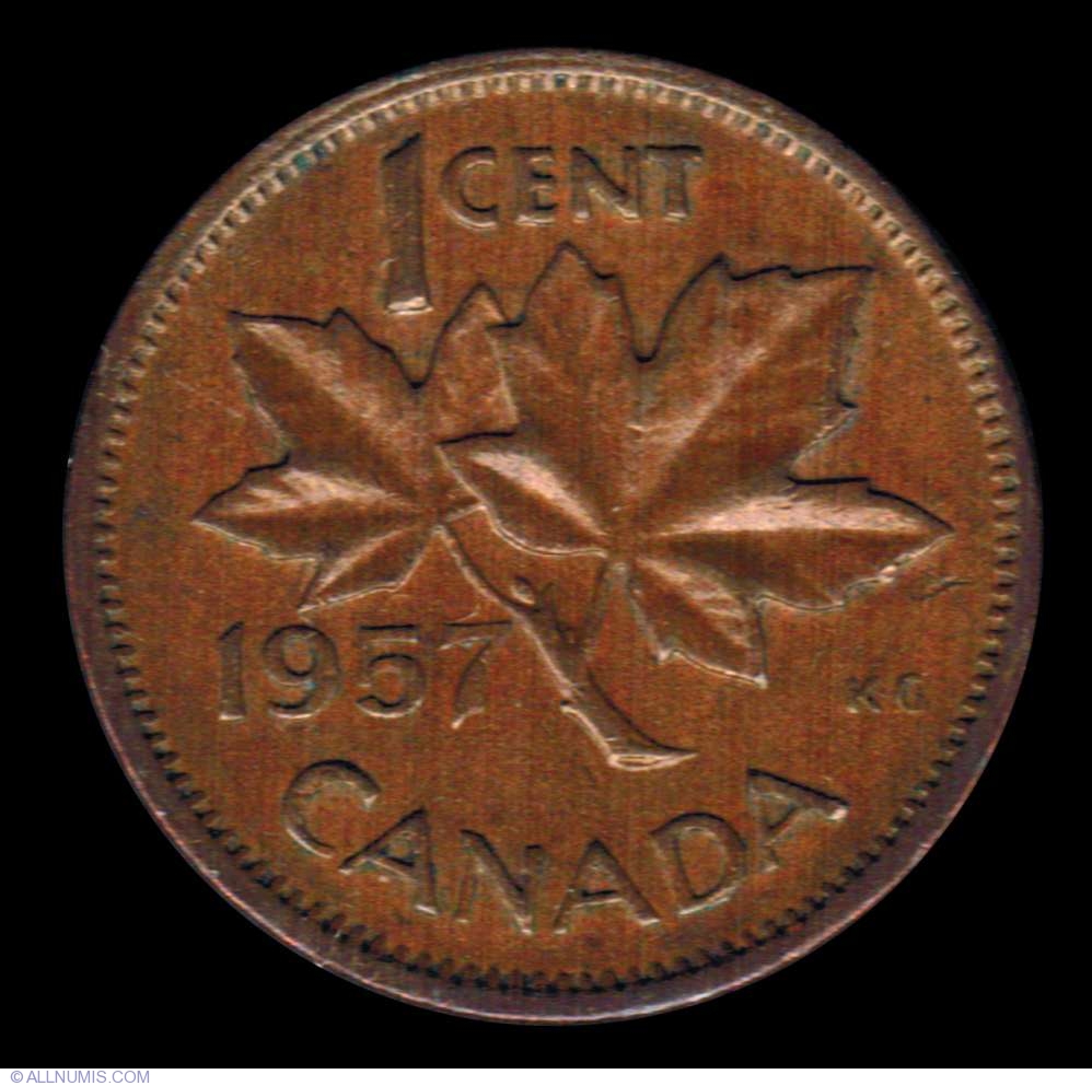 1 Cent 1957 Elizabeth II 1953 present Canada Coin 7361