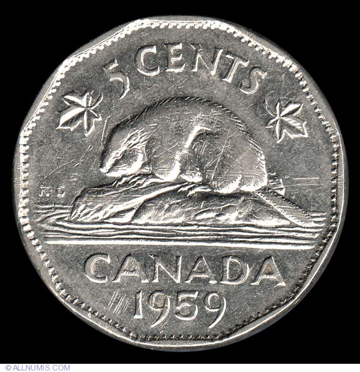 5 Cents 1959 Elizabeth II 1953 present Canada Coin 8038 5 Cents 1959 Elizabeth II 1953 present Canada Coin 8038