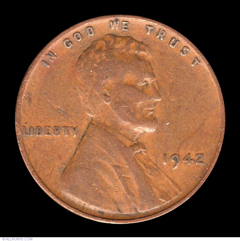 Lincoln Cent 1942 Cent Lincoln Wheat 1909 1958 United States Of Lincoln Cent 1942 Cent Lincoln Wheat 1909 1958 United States Of