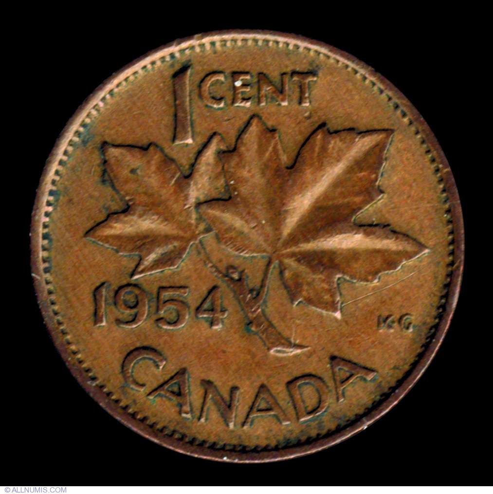 1 Cent 1954 Elizabeth II 1953 present Canada Coin 7364 1 Cent 1954 Elizabeth II 1953 present Canada Coin 7364