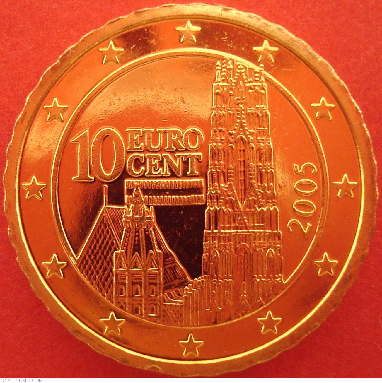 10 Euro Centi 2005 Euro 1999 2009 Austria Moned 26675
