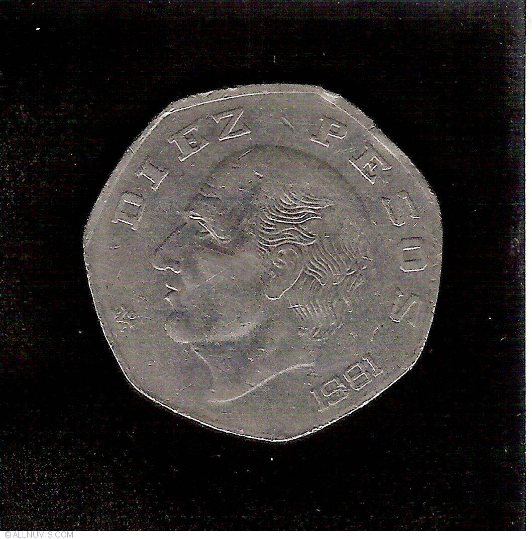 10 Pesos 1981 United Mexican States 1981 1990 Mexico Coin 23028 10 Pesos 1981 United Mexican States 1981 1990 Mexico Coin 23028