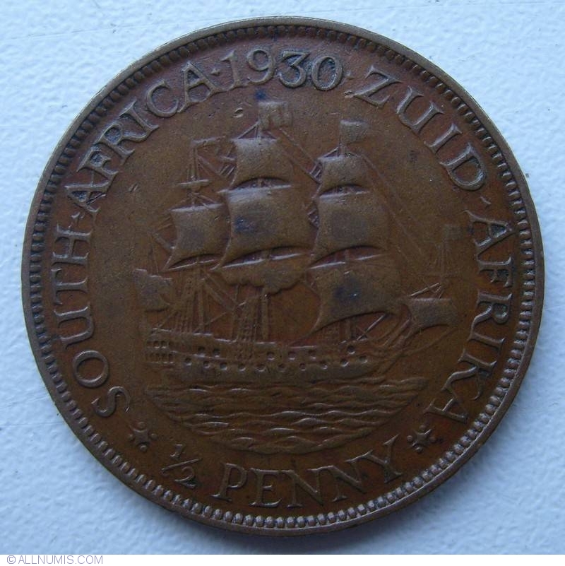 1 2 Penny 1930 Union Of South Africa 1910 1961 South Africa Coin 1 2 Penny 1930 Union Of South Africa 1910 1961 South Africa Coin