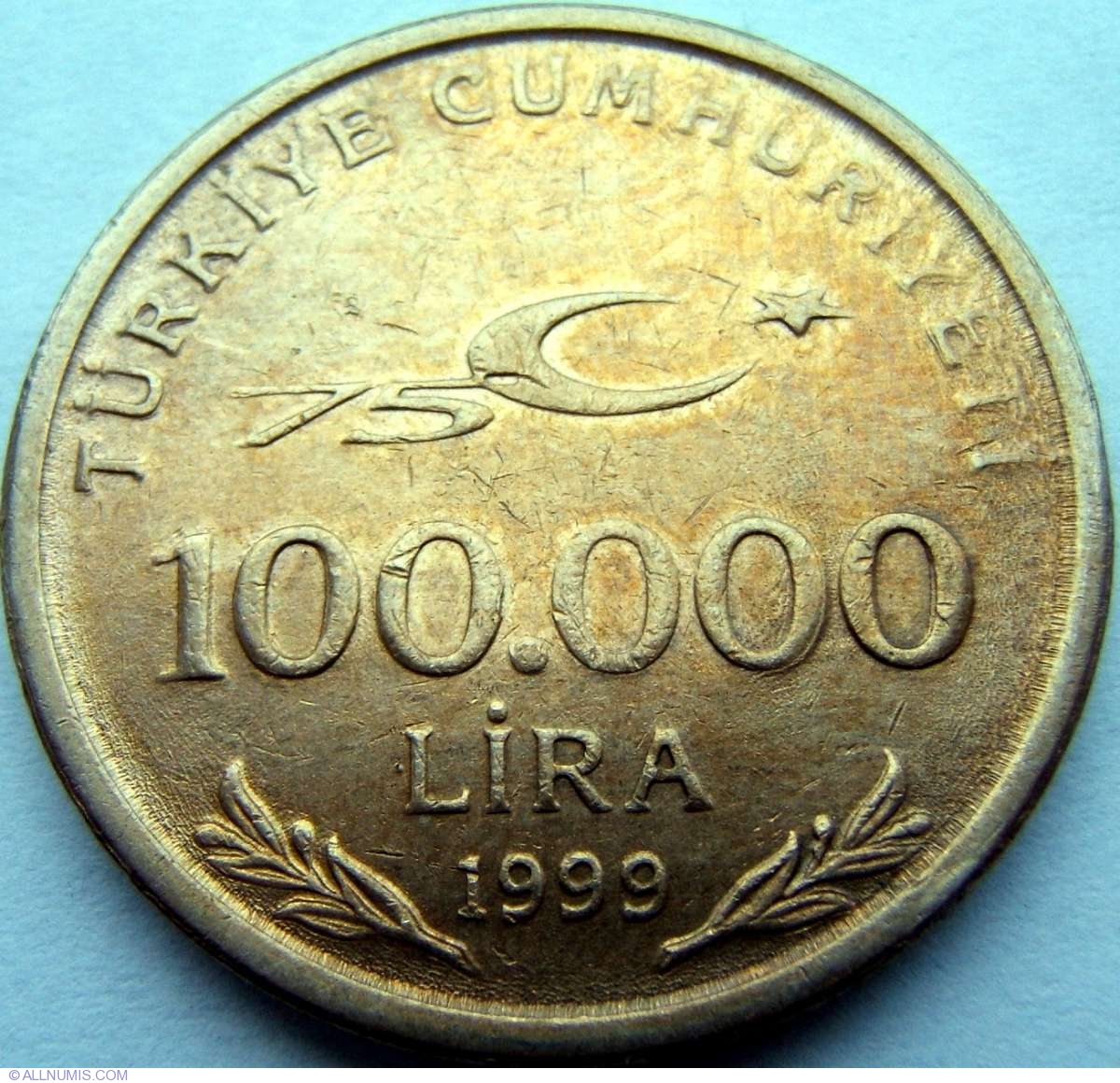 100000 Lira 1999 Republic 1991 2000 Turkey Coin 1139 100000 Lira 1999 Republic 1991 2000 Turkey Coin 1139