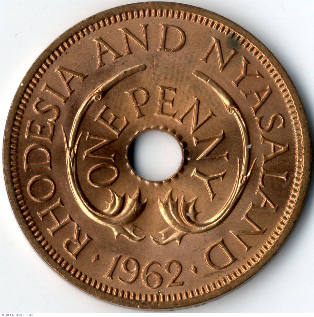 1 Penny 1962 Elizabeth II 1952 1964 Rhodesia And Nyasaland Coin